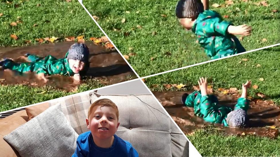 Girl, three, is Wicksteed Park's World Puddle Jumping Champion - BBC News