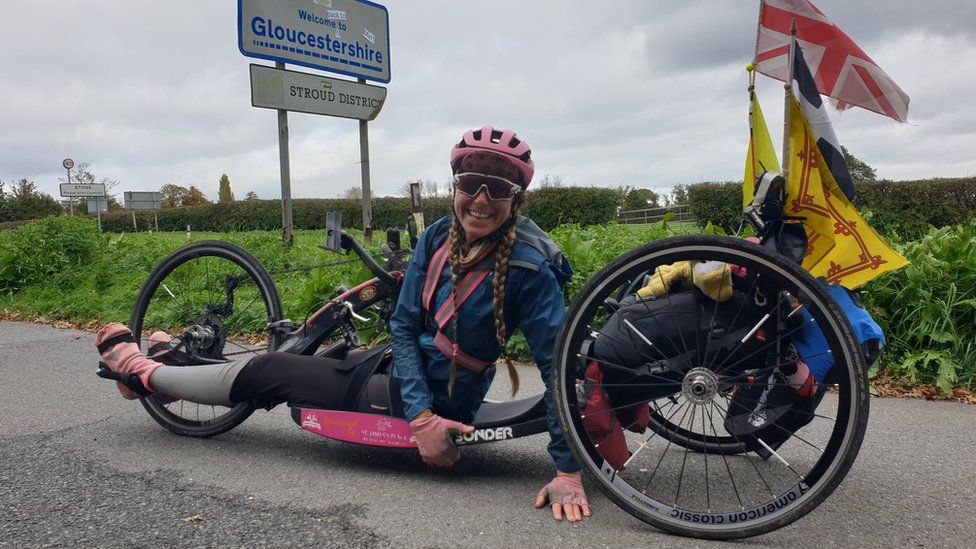Mel Nicholls: Paralympian completes handcycle journey around UK - BBC News