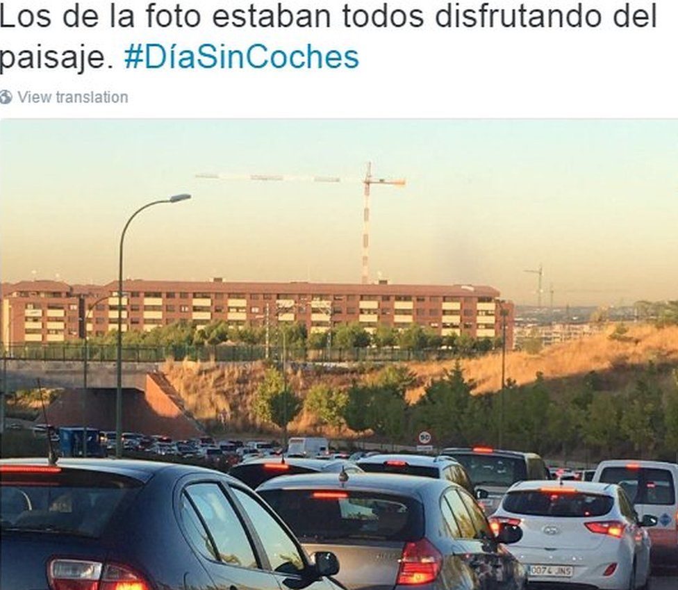 Huge traffic jams mar Madrid car-free day - BBC News