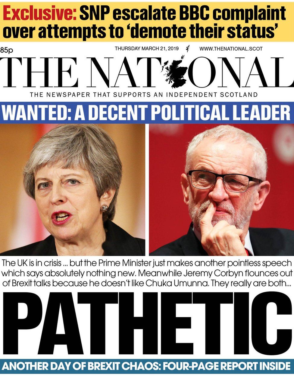 Scotland's papers: Prime Minister's Brexit 'blame game' - BBC News