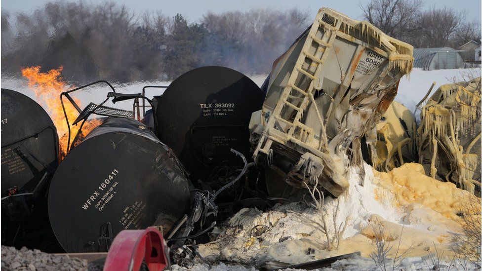 Minnesota train derailment prompts evacuation of Raymond - BBC News