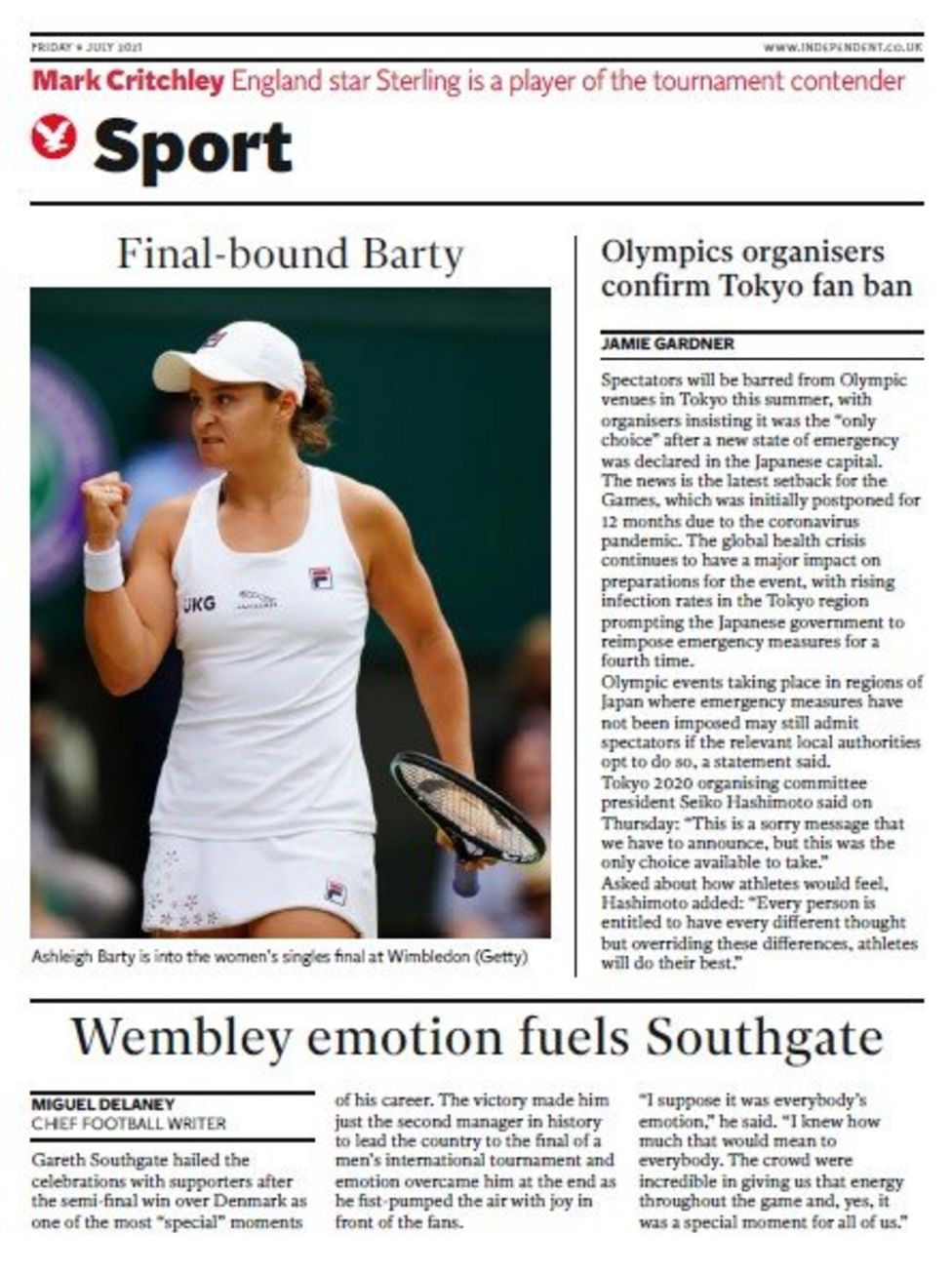 Friday's sports pages - BBC Sport