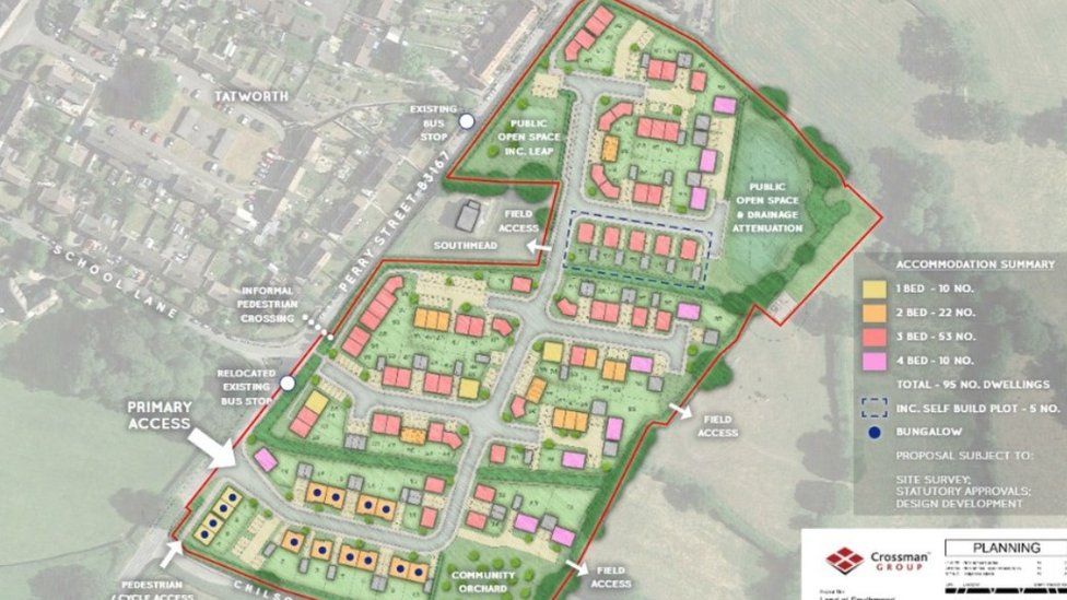 Inspectors give green light for 95-home plan in South Chard - BBC News