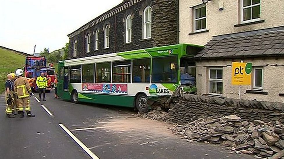 Bus crashes into house at Tebay, injuring 17 people - BBC News
