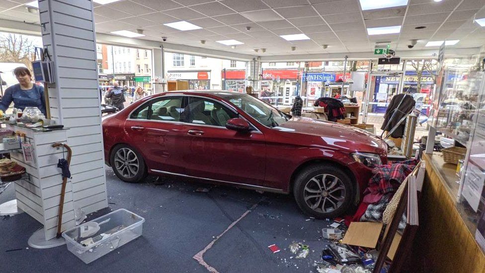 Boston Age UK: Car crashes into front of charity shop - BBC News