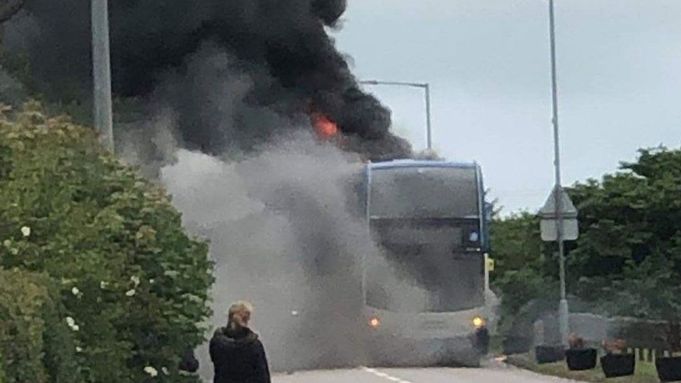 Bus fire in Crimond tackled by emergency services - BBC News
