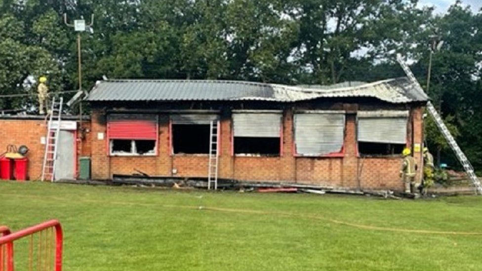 Solihull football clubhouse 'completely destroyed' by fire - BBC News
