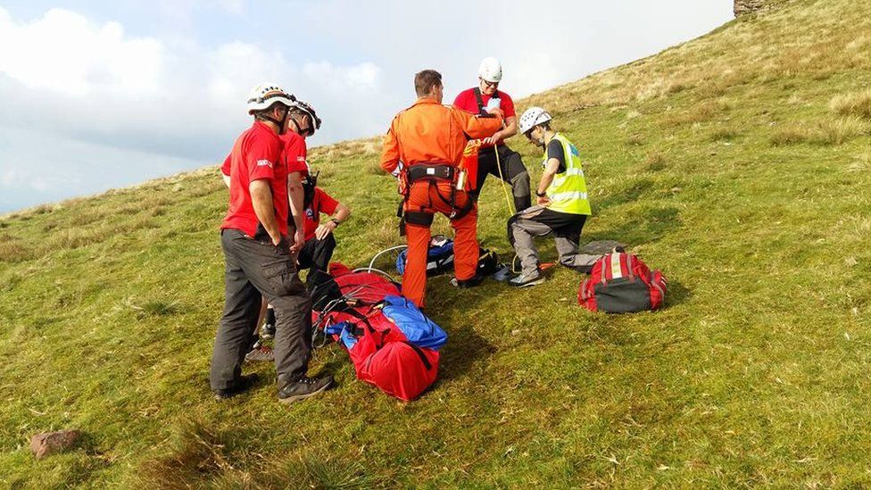 Man in hospital after paragliding crash in Brecon Beacons - BBC News
