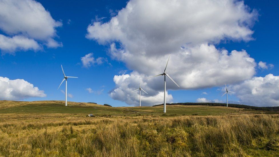 Monnaboy wind farm: £16.8m project opens in County Londonderry - BBC News