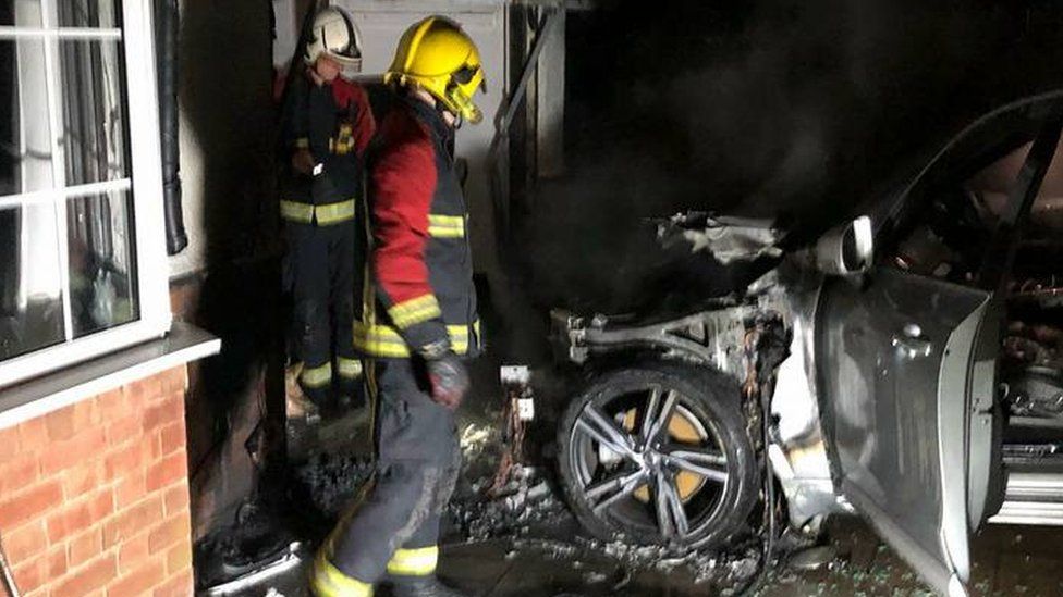 Hybrid Volvo car bursts into flames on Birmingham drive - BBC News
