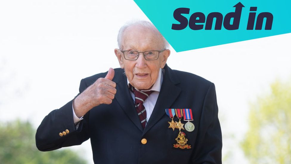 Captain Tom Challenge: 100 dresses tribute to Fin Church - BBC News