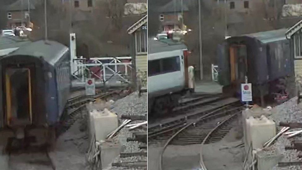 Dereham: Runaway train missed pedestrian by eight seconds - BBC News