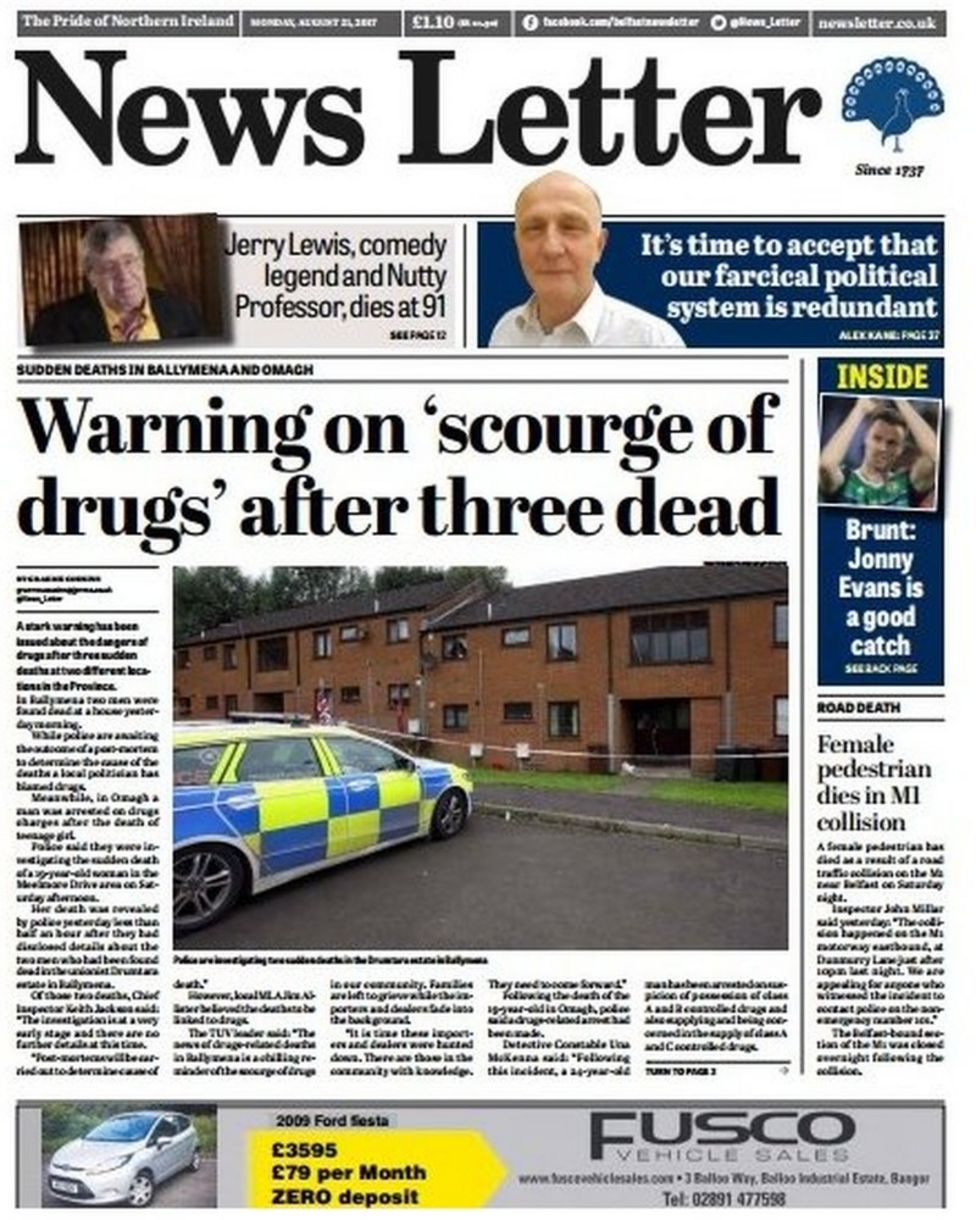 NI paper review: Weekend deaths dominate headlines - BBC News