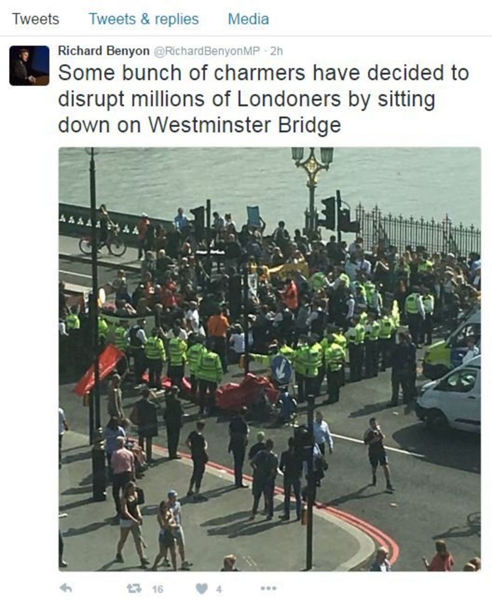MP's tweet over disabled protest in London prompts backlash - BBC News