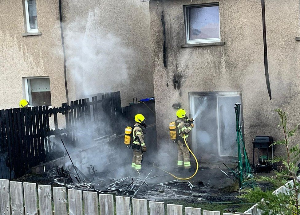 Serious Inverurie house blaze treated as wilful fireraising - BBC News