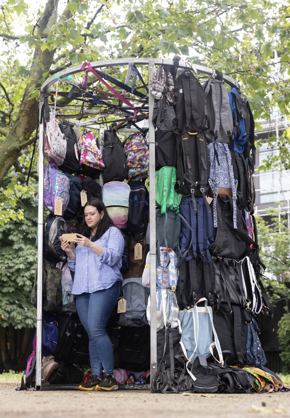 World Refugee Day: Backpack artwork unveiled - BBC News