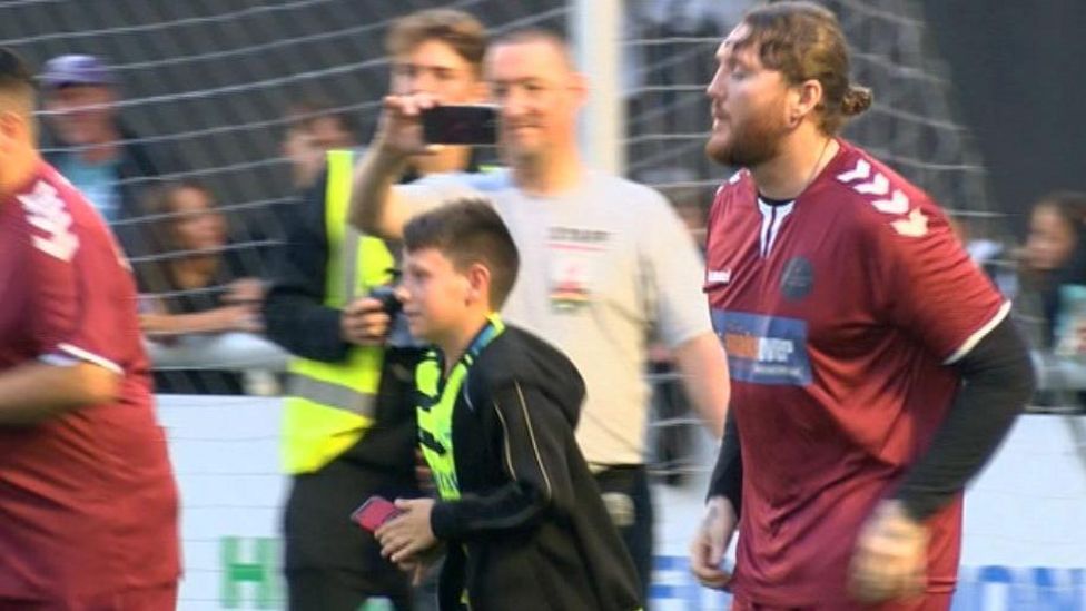 Chatham: Charity football match helps rare gene condition - BBC News