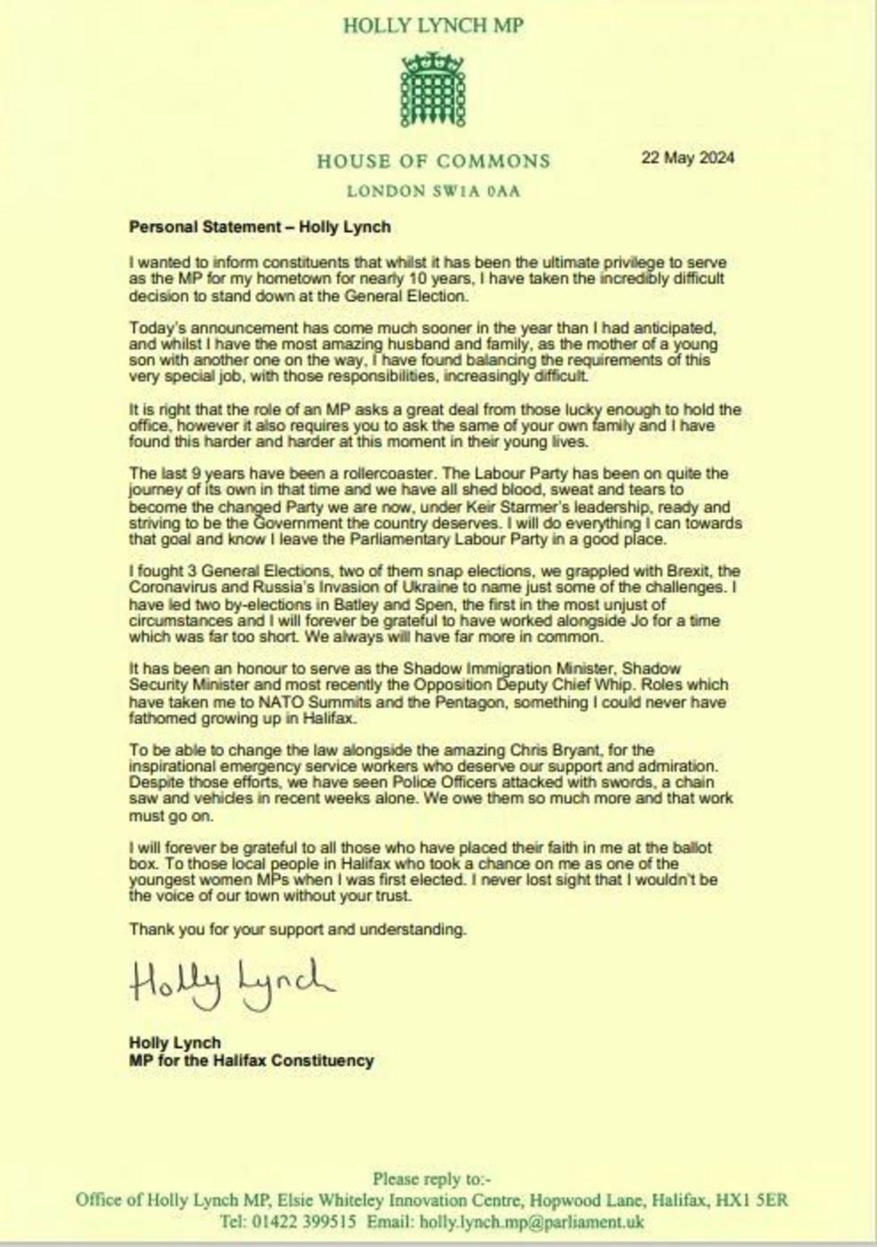 Halifax MP Holly Lynch steps down - BBC News