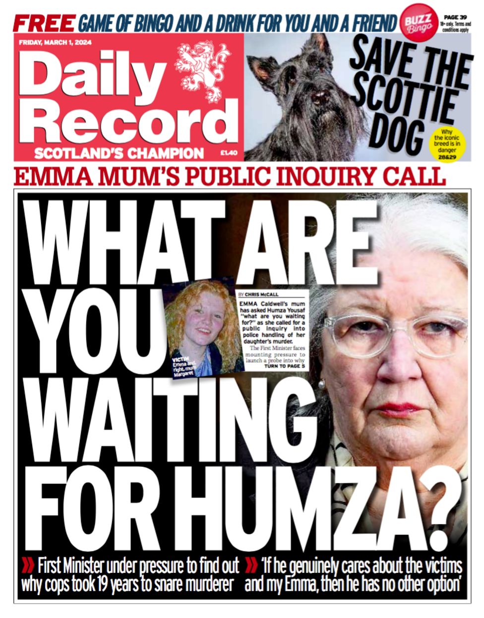 Scotland's papers: Calls for Emma inquiry and Ross fears for family ...