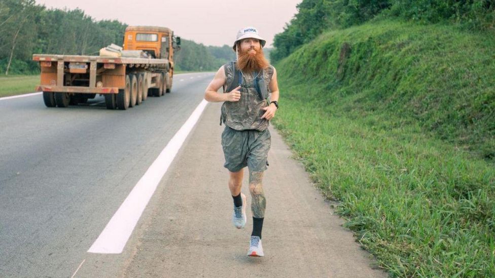 Worthing man running length of Africa completes longest day - BBC News