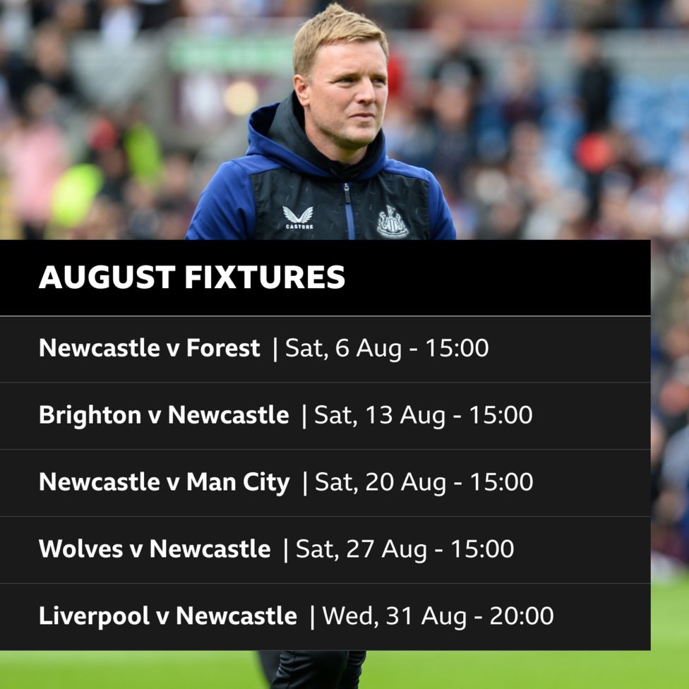 Newcastle's August fixtures - BBC Sport