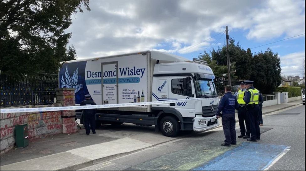 Dublin Truck Crashes Into Gates Of Russian Embassy Bbc News