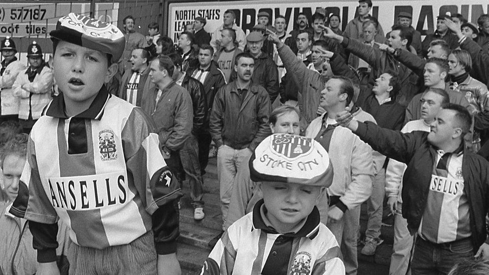 Fan pictured with late dad and brother in Stoke City book - BBC News