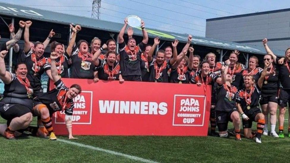 Workington Zebra Finches rugby team win title for second year - BBC News