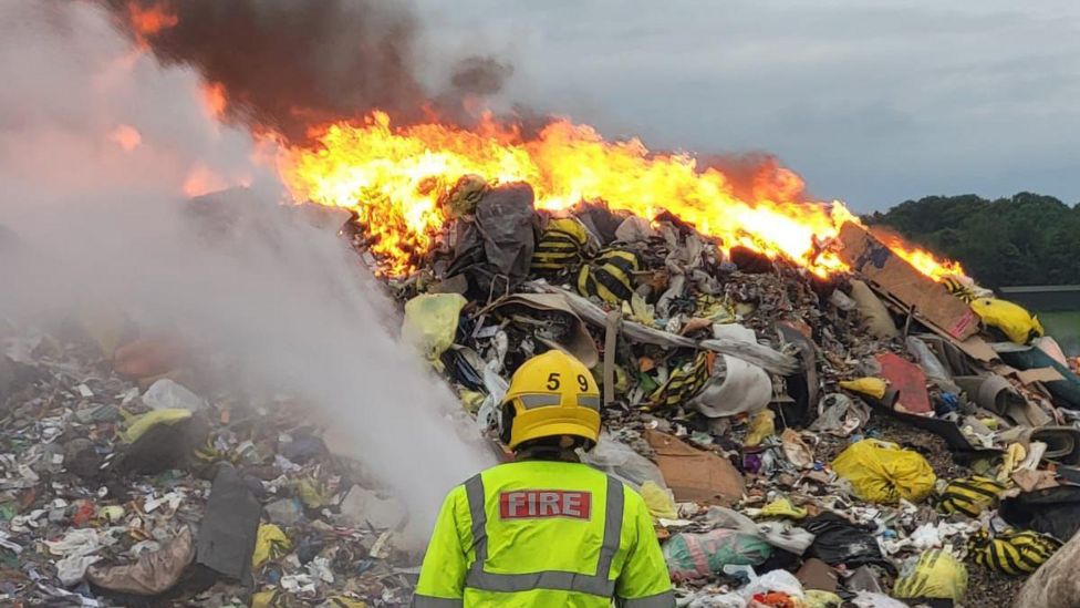 Fire at landfill site near Calne extinguished - BBC News