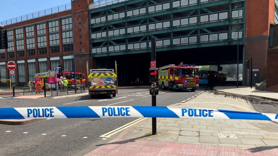 Bus damaged in Derby city centre fire - BBC News