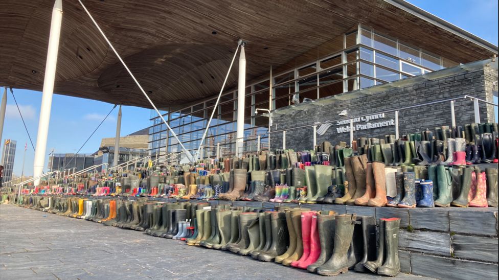 Farming subsidies: Senedd wellies protest ahead of consultation end ...