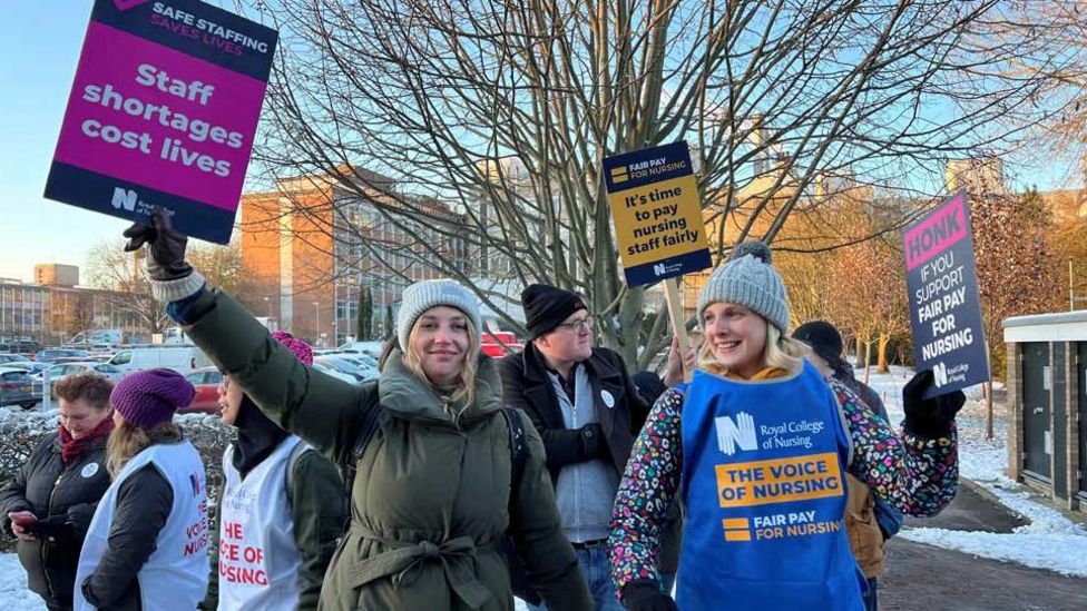 Nurses Strike Picket Line Workers Explain Why They Took Action Bbc News