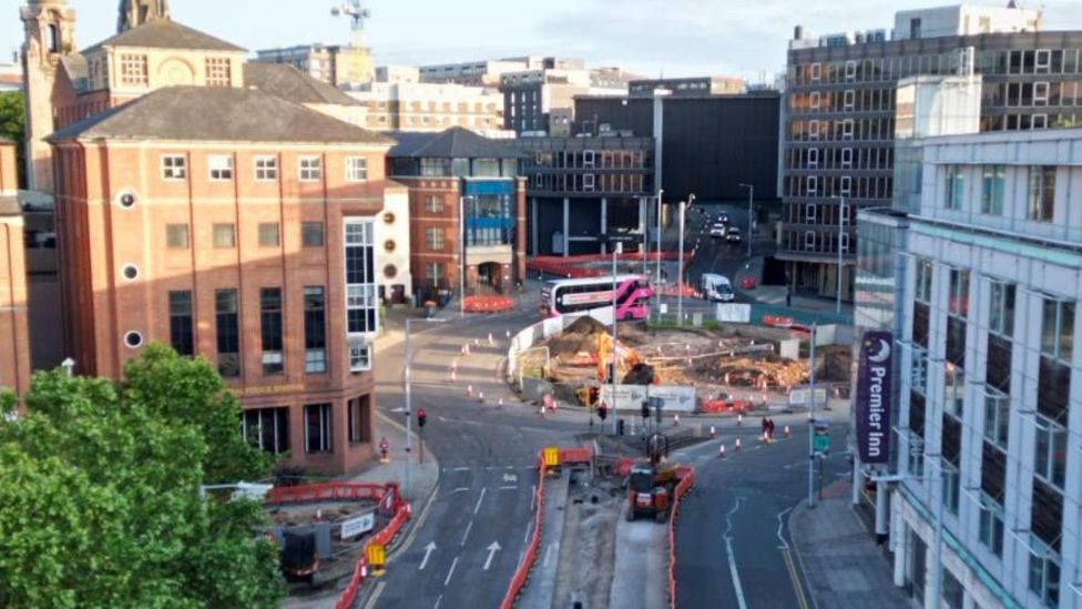 Remains of brewery cellar found under Nottingham roundabout - BBC News