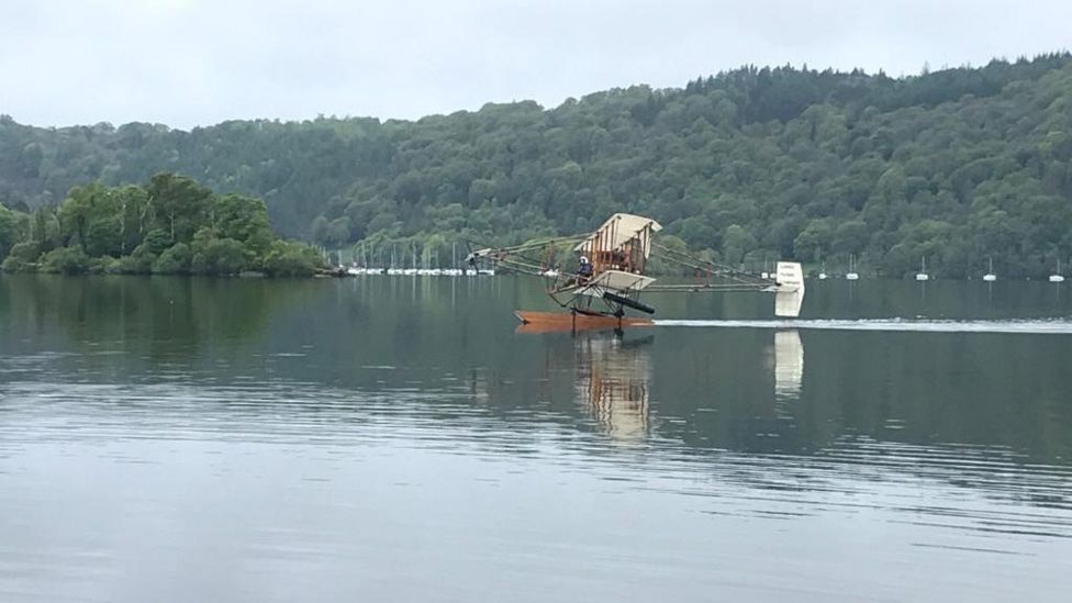 Replica of UK's first seaplane Waterbird returns for rare Windermere ...
