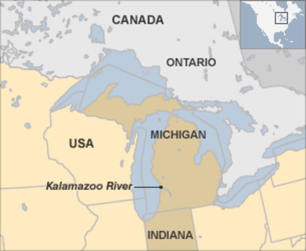 US-Canada pipeline leaks oil into Michigan river - BBC News