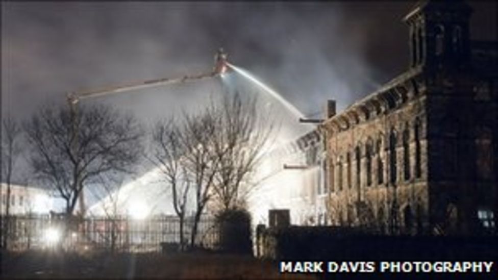 Dalton Mills in Keighley partially destroyed by fire - BBC News