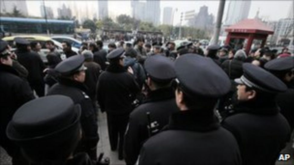 China police break up 'protests' after online appeal - BBC News
