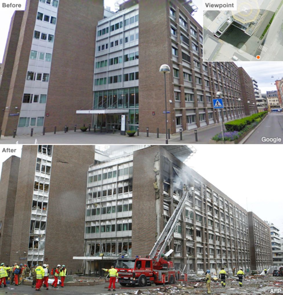 Oslo blast: Before and after - BBC News