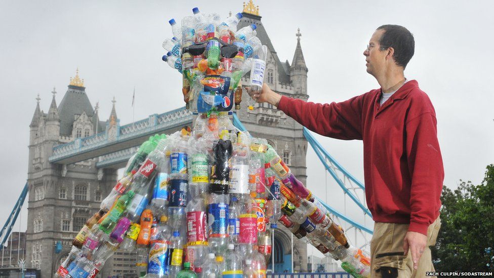 Pictures: Giant family made out of plastic bottles - BBC Newsround