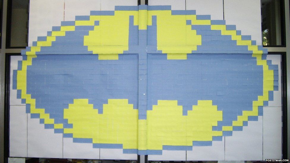 Sticky note artwork at the office - BBC Newsround