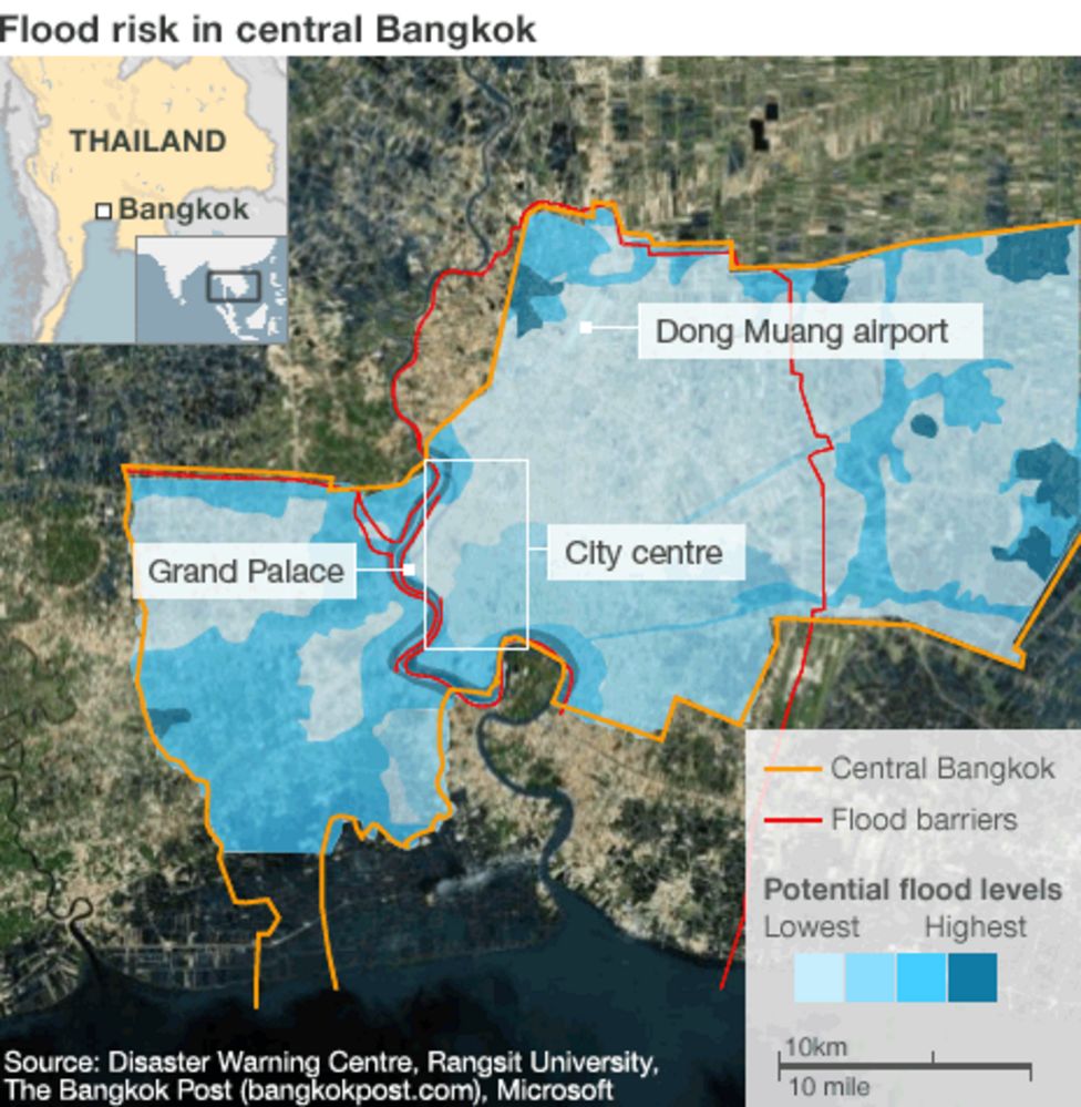 Thailand floods: Bangkok residents leave as river rises - BBC News