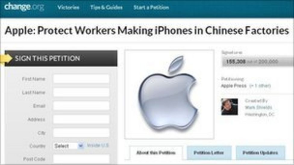 Apple petitioners tell firm to protect Chinese workers - BBC News