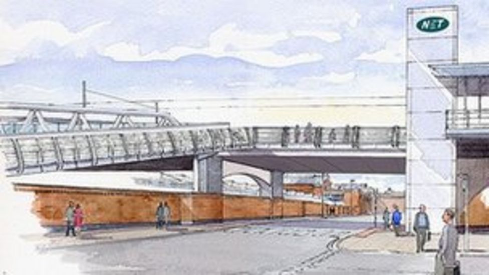 Nottingham railway station tram bridge work begins - BBC News