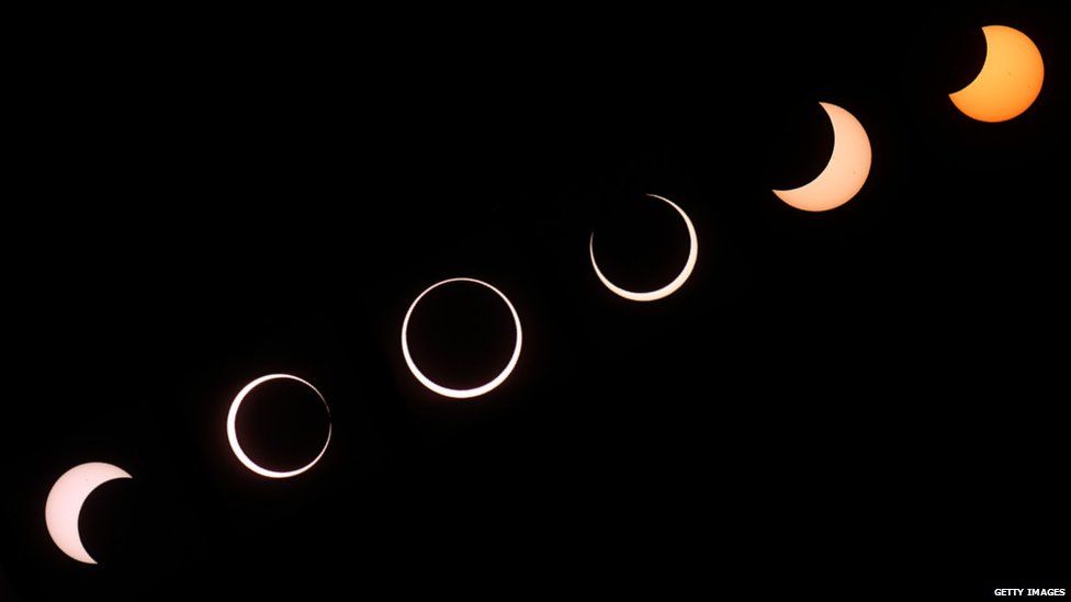 Spectacular photos of annular solar eclipse over Asia - BBC Newsround