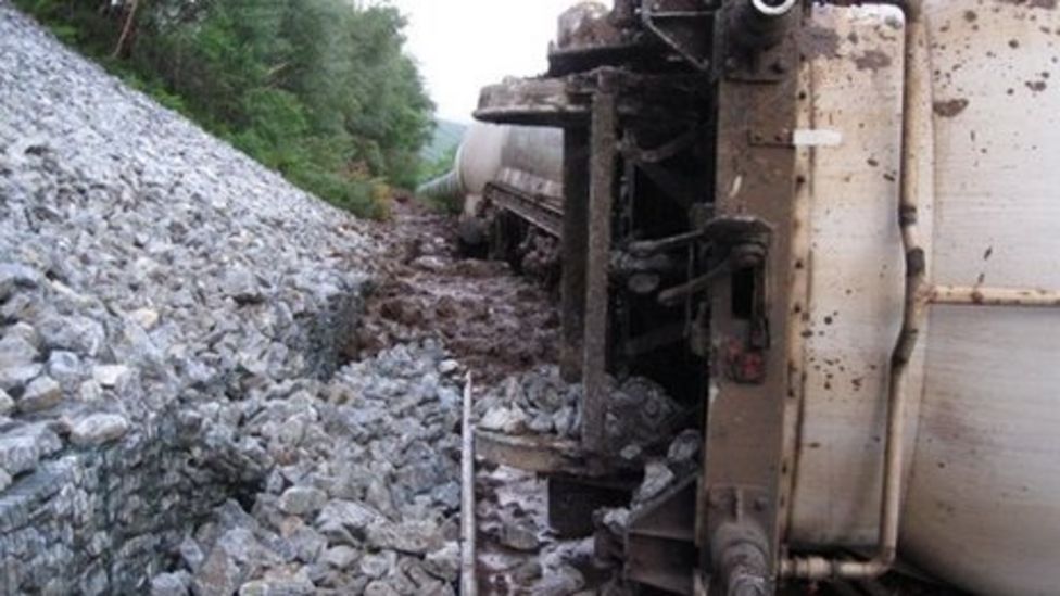 Boulder 'likely cause' of West Highland line derailment - BBC News