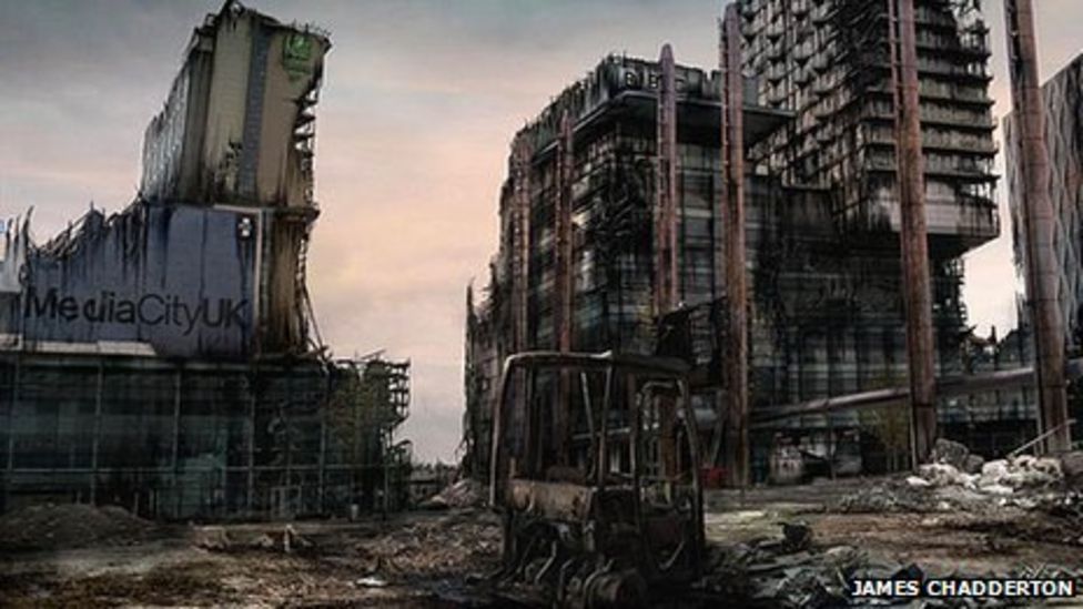 Artist creates post-apocalyptic vision of MediaCityUK - BBC News