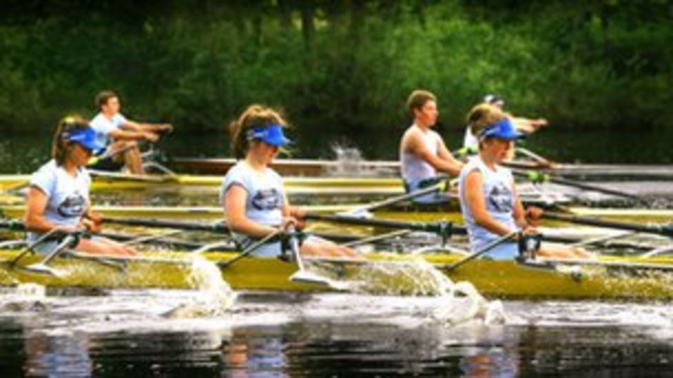 Olympians join Matt Wells to row on the Tyne - BBC News