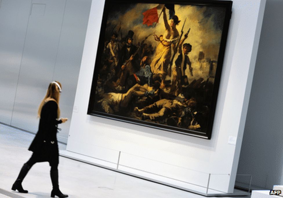 Delacroix Liberty painting defaced in Louvre - BBC News