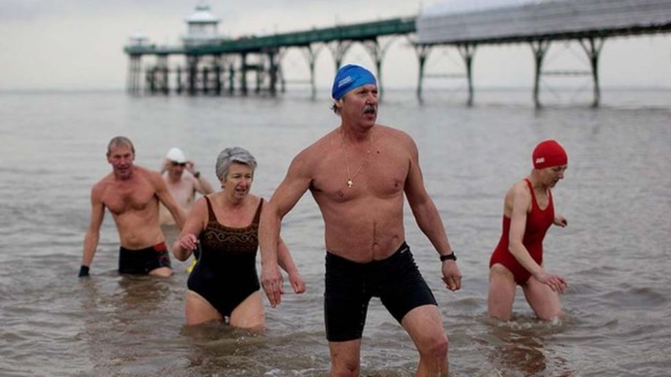 Clevedon sea swim photos capture year-round activity - BBC News