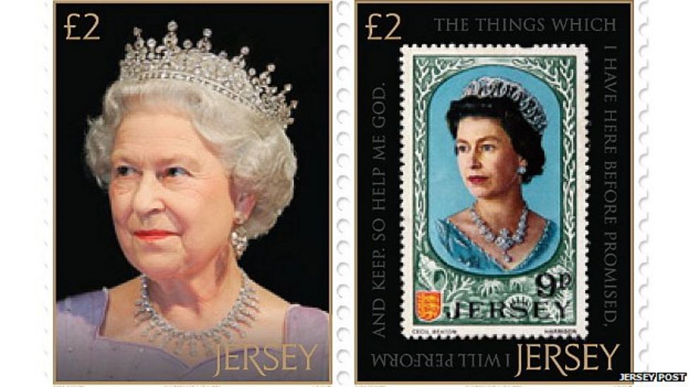 Jersey Queen stamp reissued for coronation anniversary - BBC News